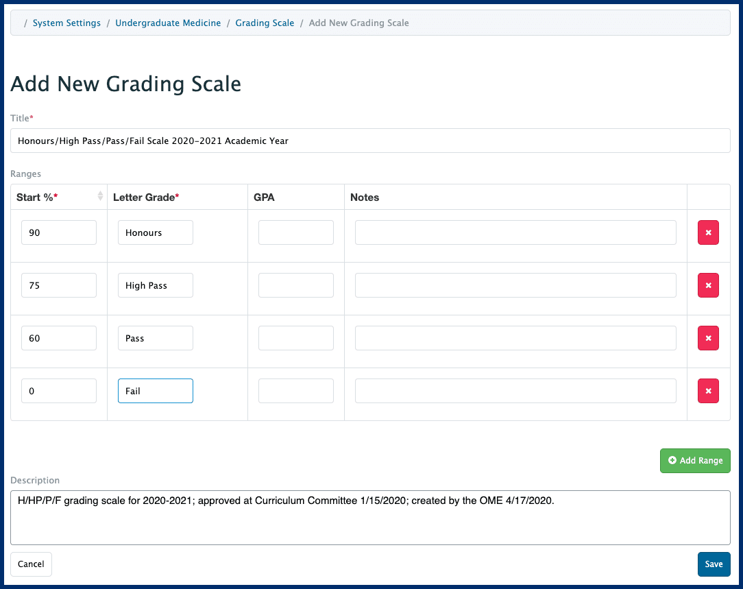 Grading Scales